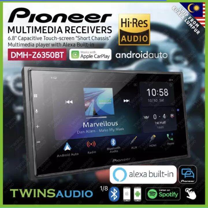 Pioneer DMH-Z6350BT - 6.8″ Capacitive Touch-screen “Short Chassis” Multimedia player with Alexa ...
