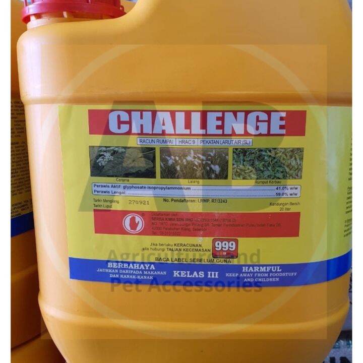 Challenge 41% WEED KILLER 20L Racun Rumput/ Herbicide/ 除草剂 | Lazada