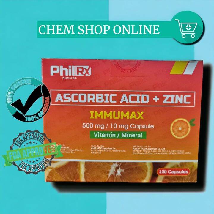 IMMUMAX - Ascorbic Acid + Zinc 100s and 30s Capsule Vitamin C for Adult ...