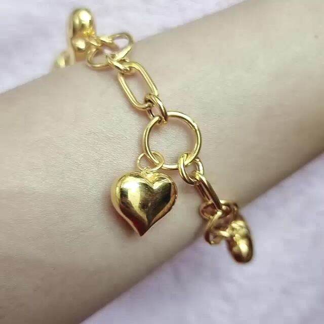 RANTAI TANGAN DESIGN 5 LOVE HOLLOW EMAS 916 16.16g | Lazada