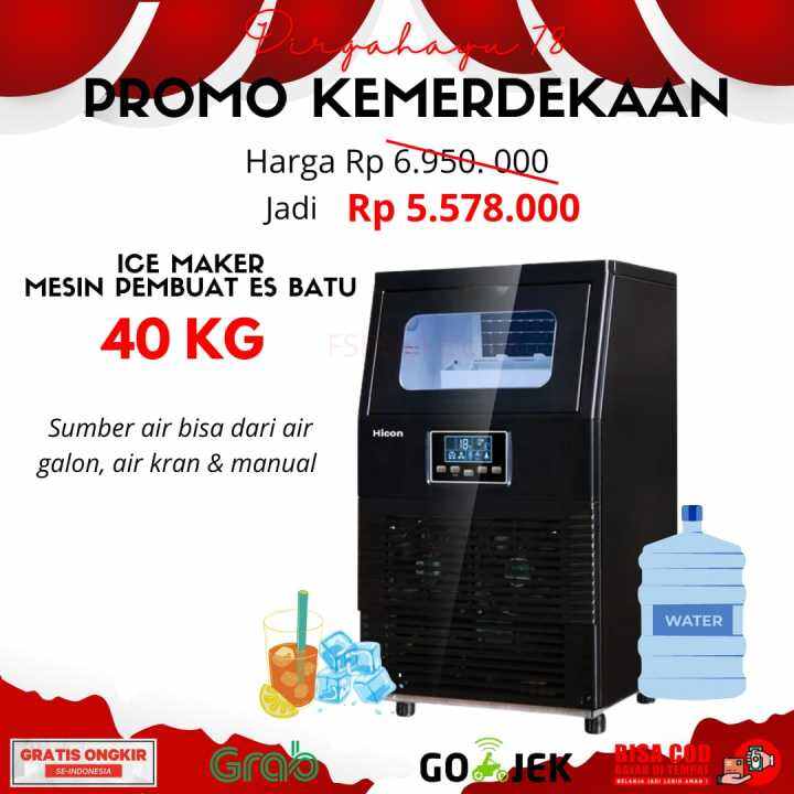 HICON pembuat Es Batu Kristal / Ice Maker 40 Kg Machine | Lazada Indonesia