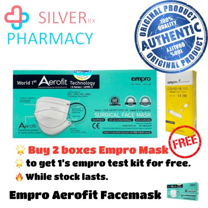 Empro Aerofit S Series 3-ply Surgical Face Mask - White - 50's | Lazada