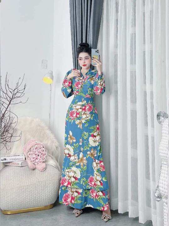 Ready Stock Maxi Dress Button Ropol 2 Tingkat | Lazada