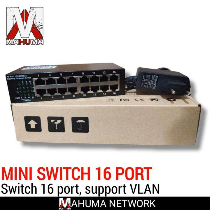 Mini Switch Hub 16 Port 10/100 Mbps Support Vlan Fast Ethernet LAN ...