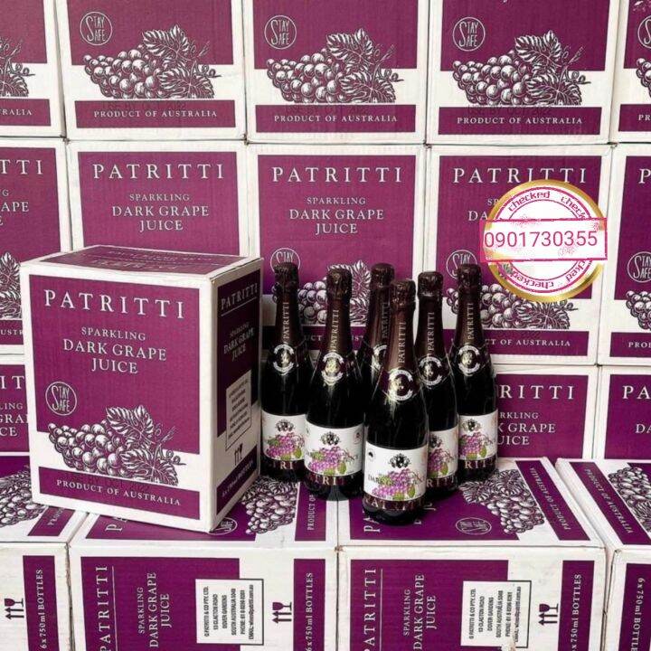 Thùng 6 Chai Nước Ép Nho Patritti Sparkling Grape Juice Úc chai 750ml ...