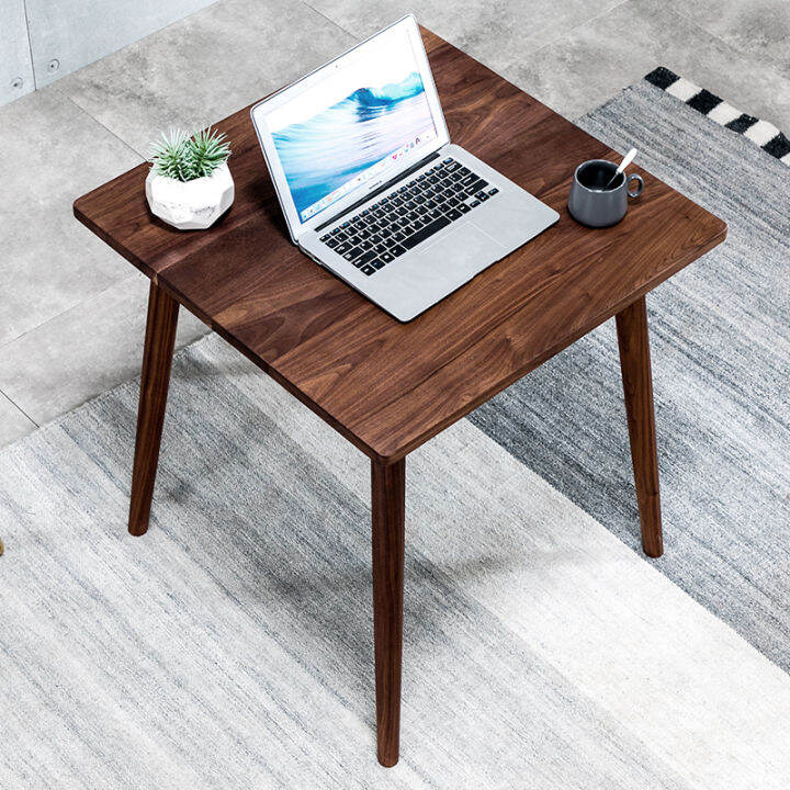 Scandinavian Log Small Square Table Black Walnut Pine Small Apartment ...