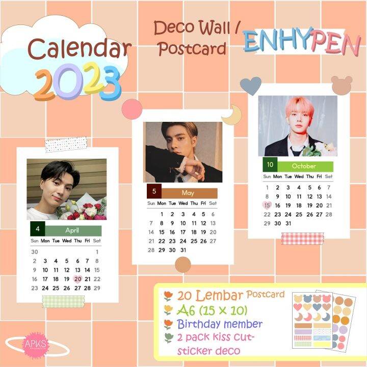 Enhypen 2023 Kalender Meja Mini Decowall Postcard Engene Jay Heeseung ...