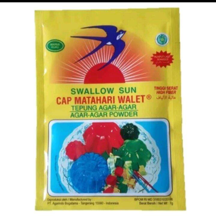 Tepung Agar Agar Warna Hijau 7gr Swallow Sun Cap Matahari Wallet Agar ...