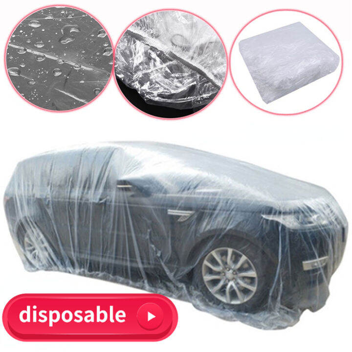 Temporary Transparent Disposable Car Cover Rain Dust Garage Cover Clear ...