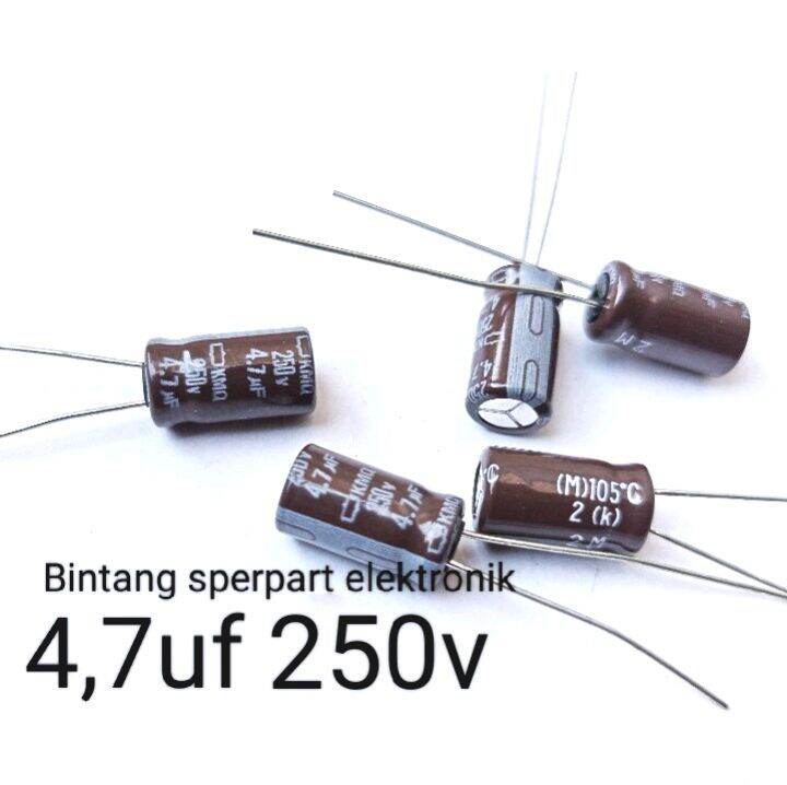 (10 Buah) KAPASITOR ELCO 4.7UF 250V CAPACITOR ELCO 4.7UF 250V KAPASITOR ELCO 250V 4.7UF ELCO 4 ...