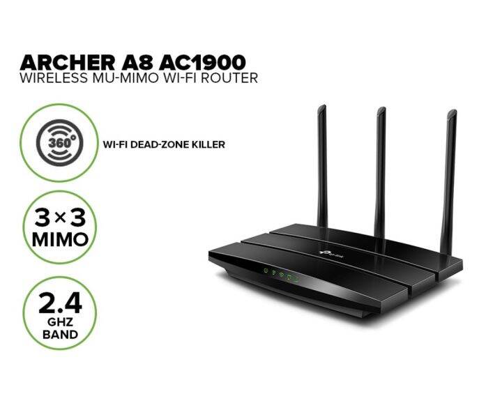 Tp-Link Archer A8 AC1900 Wireless MU-MIMO Wi-Fi Router, Advanced ...
