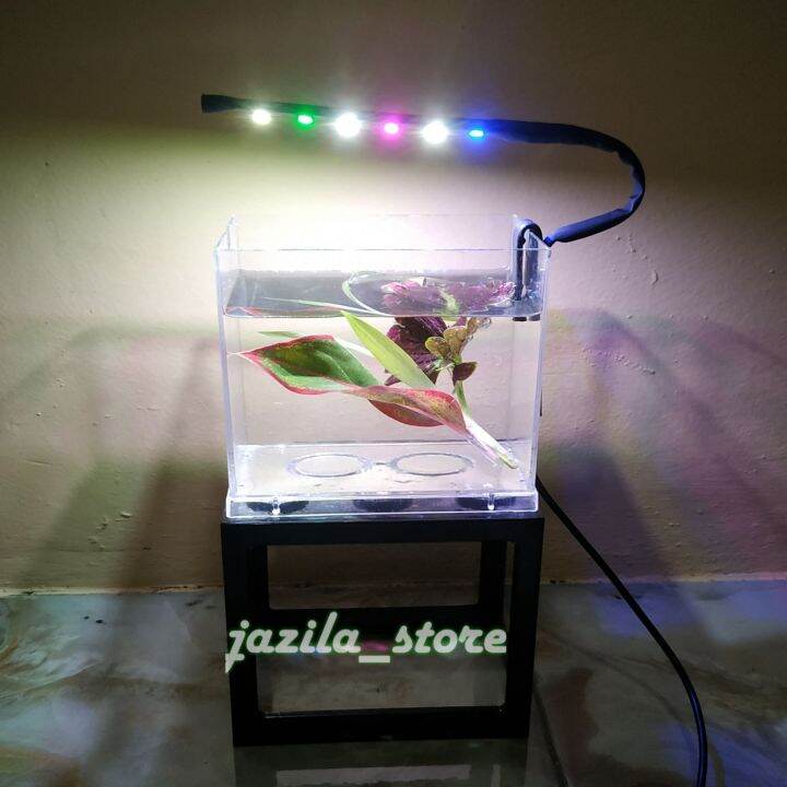 Lampu aquarium mini LED smd 10cm warna biru pink hijau putih lampu ikan ...