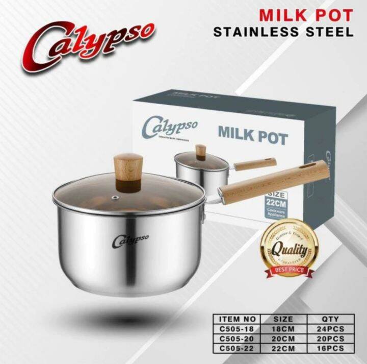 Milk Pot Calypso Stainless Food Grade/Sauce Pan/Panci Susu Gagang Kayu ...