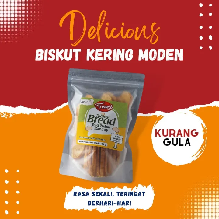 Borong - Snacks Biskut Gula Roti Kering Roti Kok Toasted Bread Treesib ...