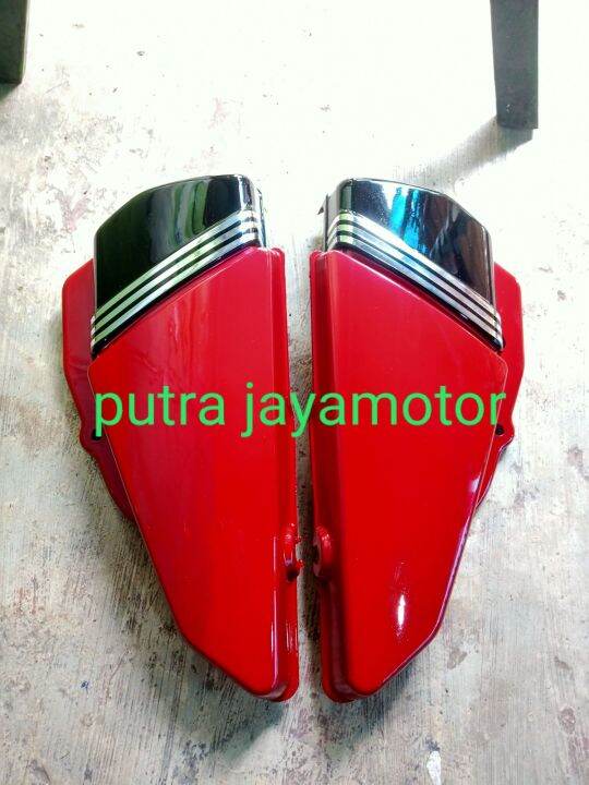 cover box aki tutup aki RX king warna merah maron list crom | Lazada ...