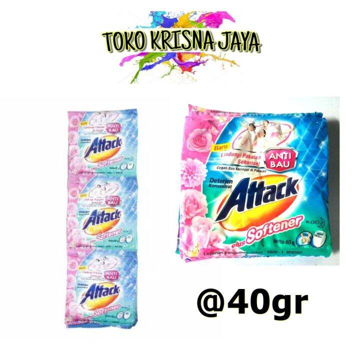 DETERJEN BUBUK ATTACK PLUS SOFTENER SACHET RENCENG NETTO 6 PCS X 40 GR | Lazada Indonesia