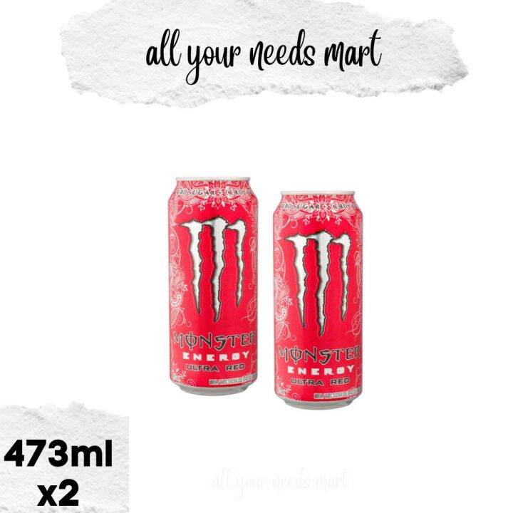 MONSTER ENERGY • Zero Sugar • ULTRA RED • 473ml x2 | Lazada PH