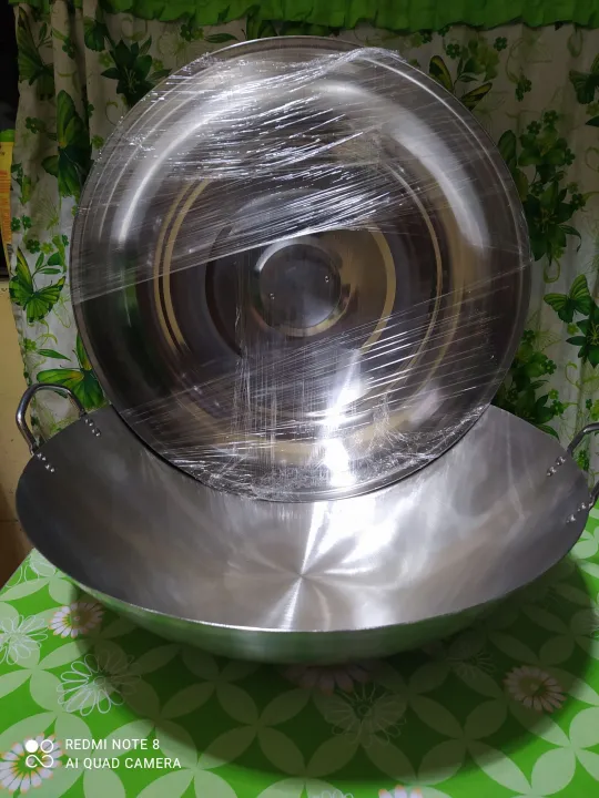 KAWA WOK STAINLESS STEEL 50CM WITH COVER BIG SIZE & HEAVYDUTY | Lazada PH