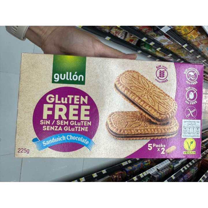 Gluten Free Sandwich Chocolate ( Gullon Brand ) 225 G. บิสกิต ไม่มีกลูเ ...
