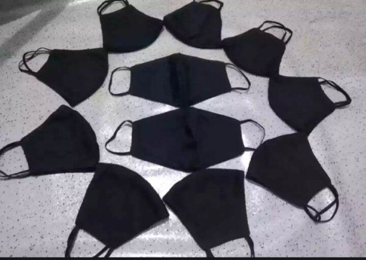 masker kain karet kuping hitam polos masker 3 ply | Lazada Indonesia