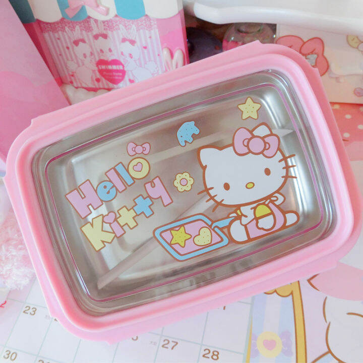 Hello Kitty Cute Cartoon Hello Kitty Metal Lunch Box Fruit Container Crisper Leak Proof