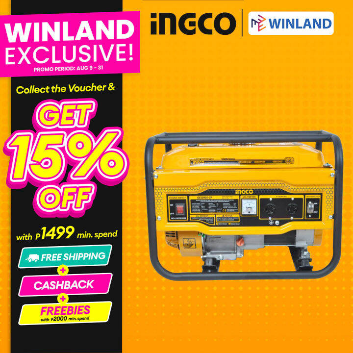 INGCO by Winland 3300W / 3.3kva Gasoline Generator GE35005-5P ING-PT ...