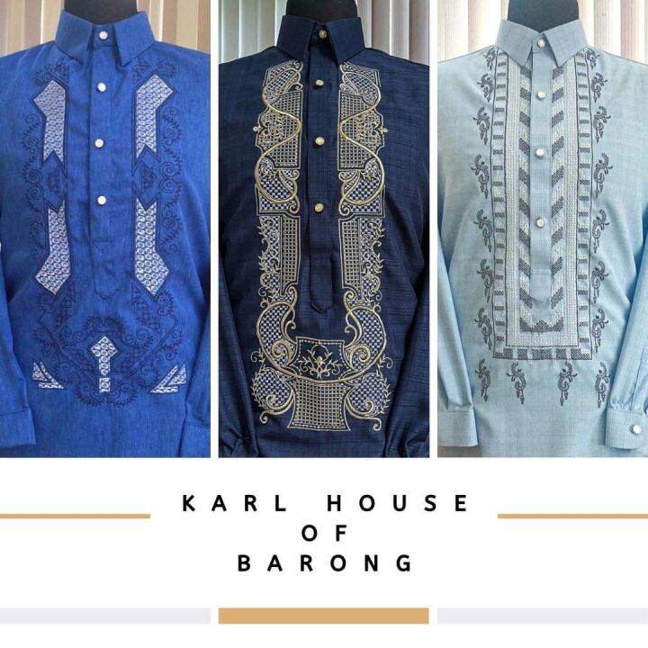 Polo Barong Long Sleeves Formal Wear. Navy Blue. Royal Blue. Powder ...
