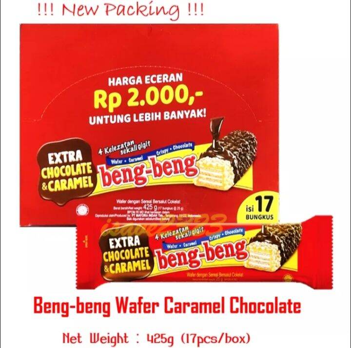 BENG BENG WAFER EXTRA CHOCOLATE DAN CARAMEL ( 1 BOX ISI 17 PCS ). (NEW ...