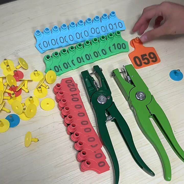 1Set Livestock Ear Tag Applicator Plier with Pin Pig Goat Cattle Ear ...