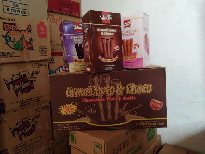 Roti Wafer Roll's grand chocho isi 1 pack 24 pcs berat 9 gr cocok untuk ...