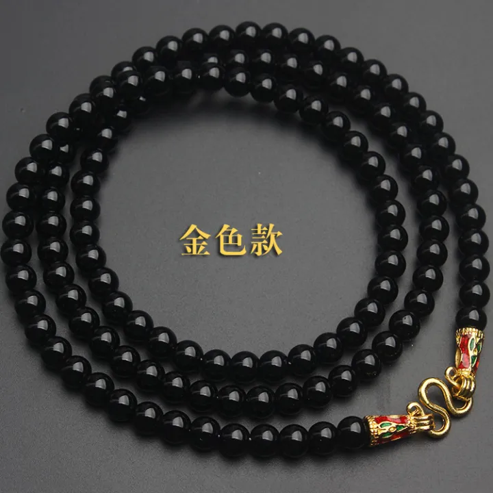 Thai Amulet Chain Simple Solid Color Black Agate Men's and Women's ...