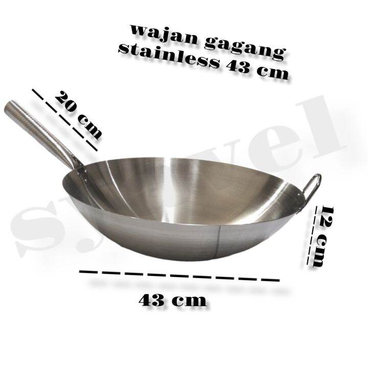 wajan gagang stainless steel 43 cm/wok stainless steel 43 cm | Lazada Indonesia