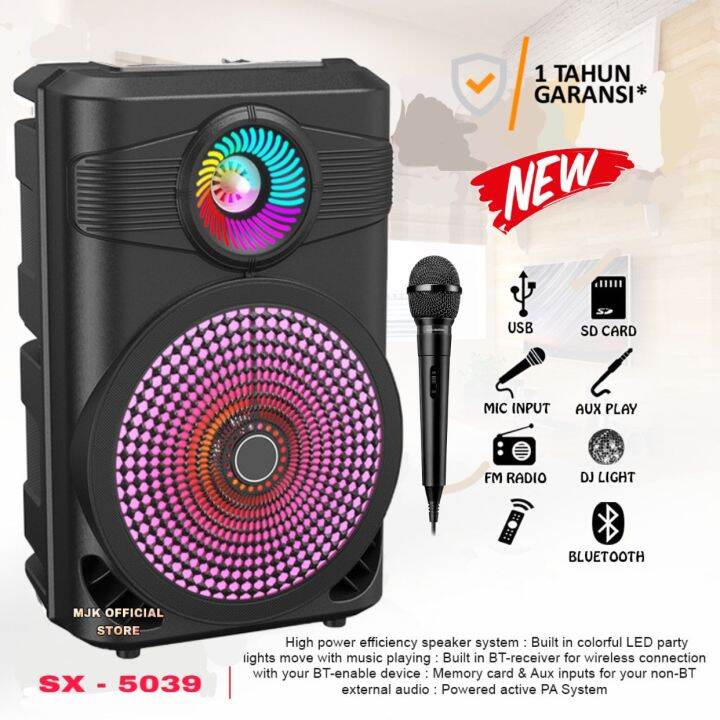 New Speaker Bluetooth Karaoke Portabel Sx 5039 Gratis Mic Spaker
