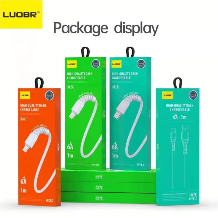 สาย ชาร์จUSB ชาร์จเร็ว 6A รุ่น LUOBR x673 x672 x671 สายชาร์จ ios MICRO ...