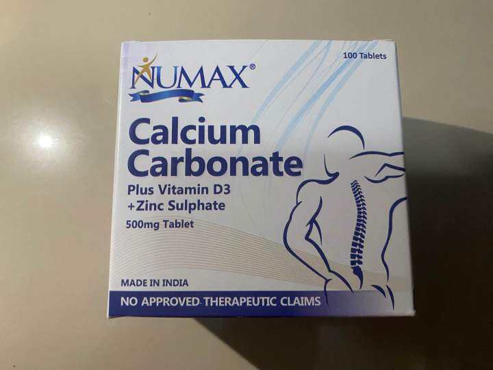 Numax Calcium Carbonate 500mg with Vitamin D3 & Zinc 100pcs | Lazada PH
