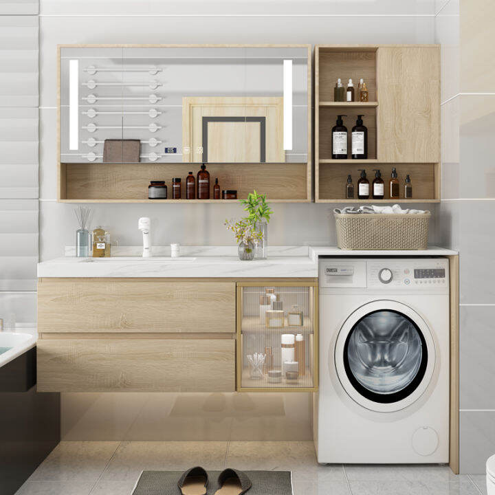 Nordic Accessible Luxury Solid Wood Balcony Washing Machine Cabinet ...