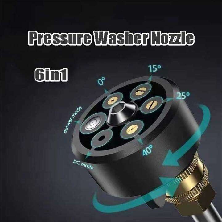 6 In 1 High Pressure Nozzle 1/4'' Quick Connector Cordless Washer ...