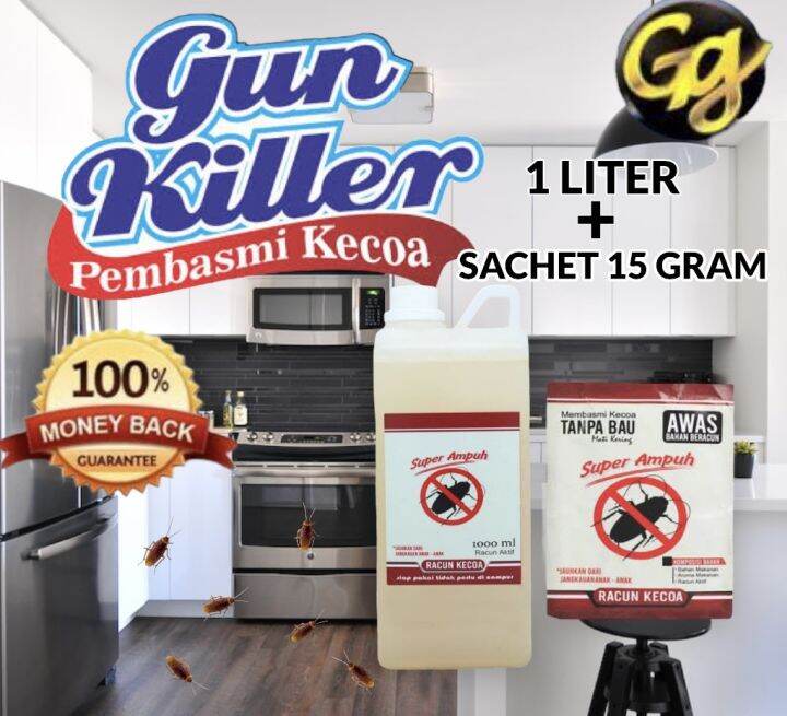 Gun Killer pembasmi kecoa paling ampuh [1 LITER+SACHET] anti kecoa ...