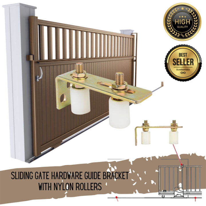 【With L Post Bracket】Sliding Gate Upper Guide Bracket Roller Wheel ...