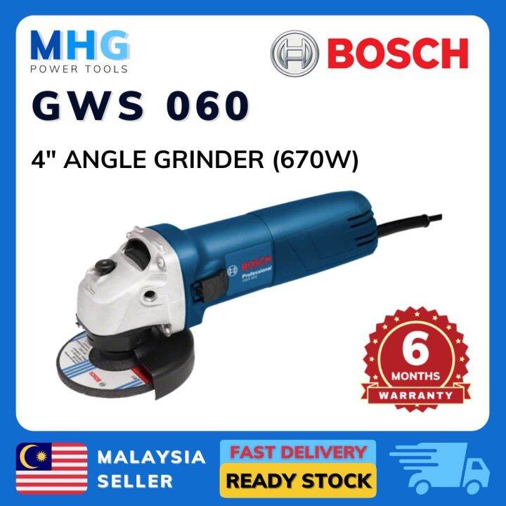 BOSCH GWS 060 4" Angle Grinder 670W / Mesin Pencanai GWS 060 - MHG ...