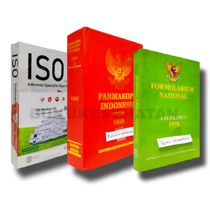 Paket 3 Buku Farmasi, ISO EDISI 53 ( 2021 ) , FARMAKOPE INDONESIA EDISI 4 , ( FORNAS ...