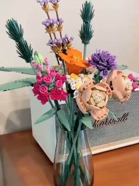 Building Block Flower Bouquet Lego Flower Bouquet LEGO Compatible Brick ...