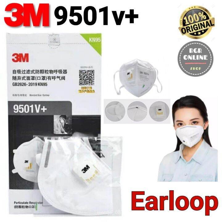 Masker 3M 9501v+ KN95 N95 Earloop Respirator Original 100% Box 25 Pcs | Lazada Indonesia