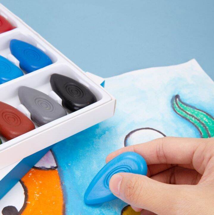 AOV 24 Colors Crayons for Kids Water Drop Shaped Palm Grip Crayons Non ...
