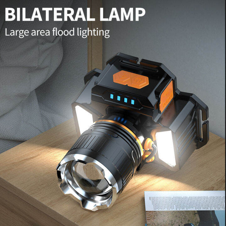 Rechargeable Headlight Flashing 1800mAh Super Bright Torch Light 4 ...