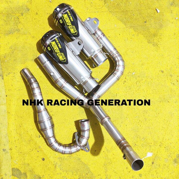 KNALPOT NORIFUMI DOUBLE SILINCER KANAN KIRI BAHAN LEHERAN CACING FULL ...