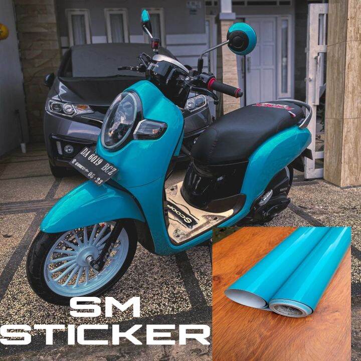 Stiker skotlet biru tosca glossy scotlite motor sticker warna tosca ...