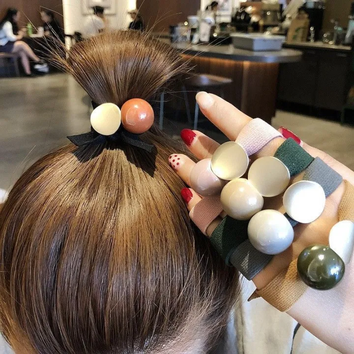 Ikat Rambut Korea Wanita Circle And Ball Hair Band - Kunciran Karet ...