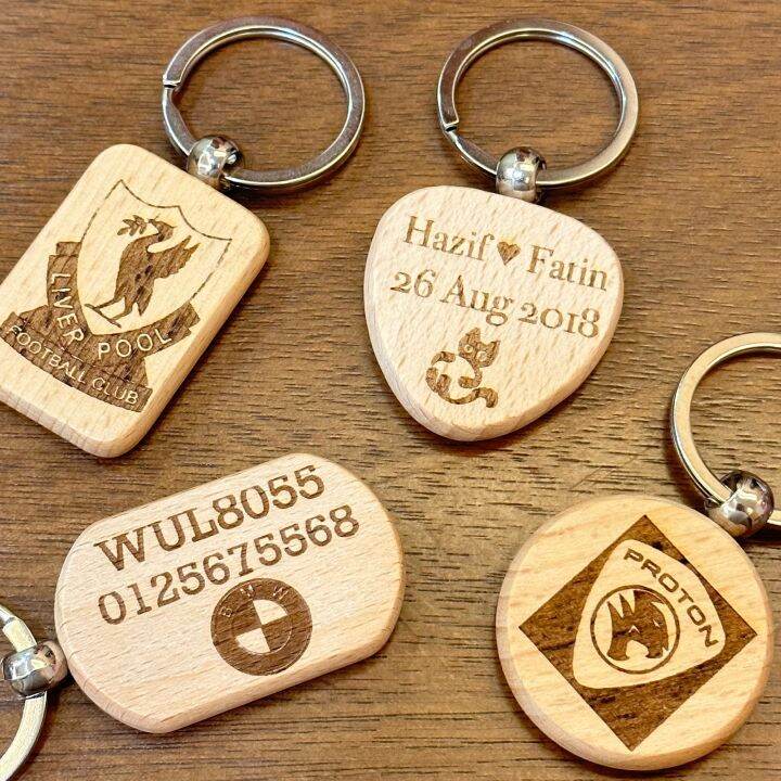 Customized Kayu Keychain Nama Nombor Tag Murah Hadiah Couple ...