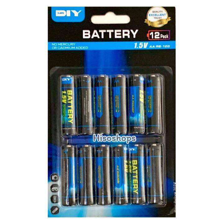แพคเกจใหม่...ถ่าน MR. D.I.Y Battery 1.5v AA RO6-12B บรรจุแพคละ 12 ก้อน ...